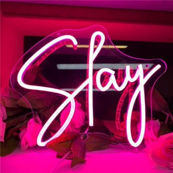 Accents | Slay Neon Sign For Wall Decor Slay Pink Led Neon Light For ...